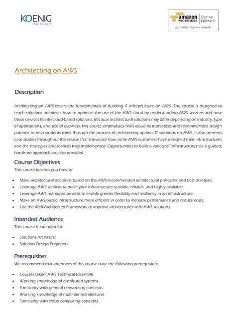 Pdf Architecting On Aws Koenig Solutions · Pdf Filearchitecting On