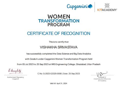 Vishakha Srivastava On Linkedin Datascience Dataanalytics Bigdata Capgemini Ictacademy