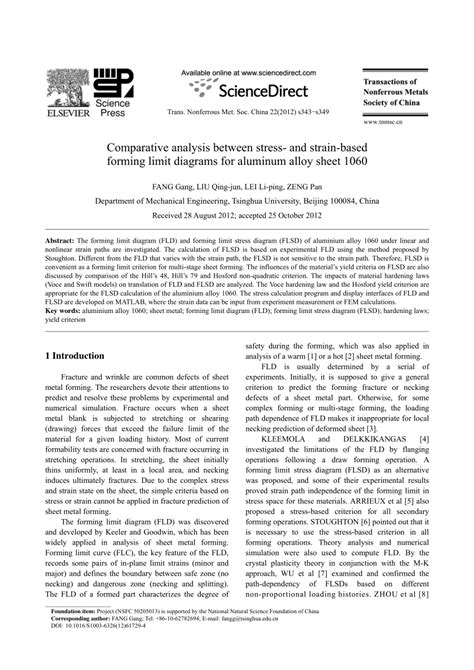 Pdf Comparative Analysis Between Stress And Strain Based Forming Limit Diagrams For Aluminum
