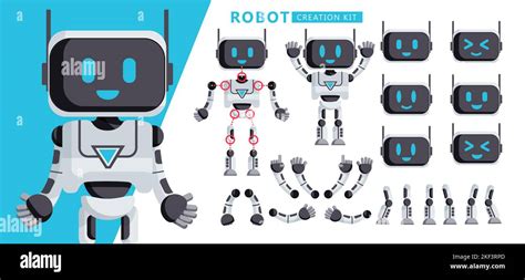 Robot Creation Kit Vector Set Design Robots Character Creator Kit With