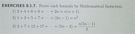 solved exercises 8 1 7 prove each formula by mathematical