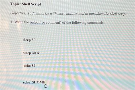Solved Topic Shell Script Objective To Familiarize With