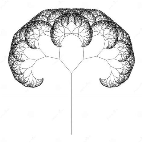 Flat Vector Computer Generated L System Fractal Tree Generative Art Stock Vector Illustration