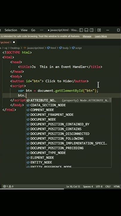 This In An Event Handler On Click On Click Event Onclick Js On Click Function Shorts