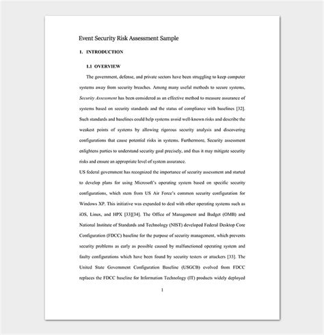 Free Security Assessment Template And Examples