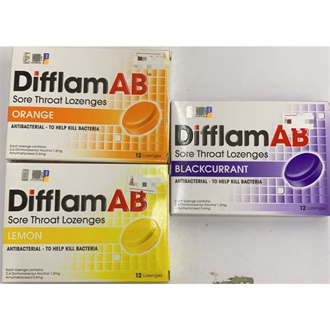 Difflam Ab Sore Throat Lozenges Help To Kill Bacteria 1 Box 12s