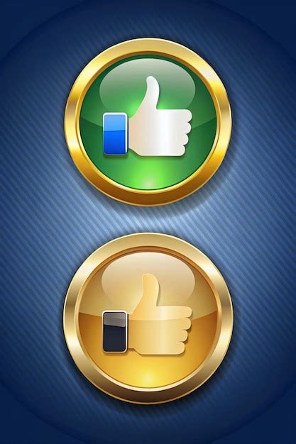Like And Dislike Buttons On Gold Circle Emblems For Feedback Premium