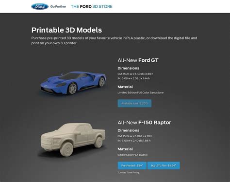 Ford Launches Online 3d Printed Model Car Shop Print Your Favorite
