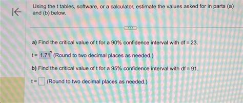 Solved Using The T Tables Software Or A Calculator Chegg Com