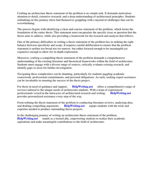 Architecture Thesis Statement Of The Problem Pdf Thesis Essays