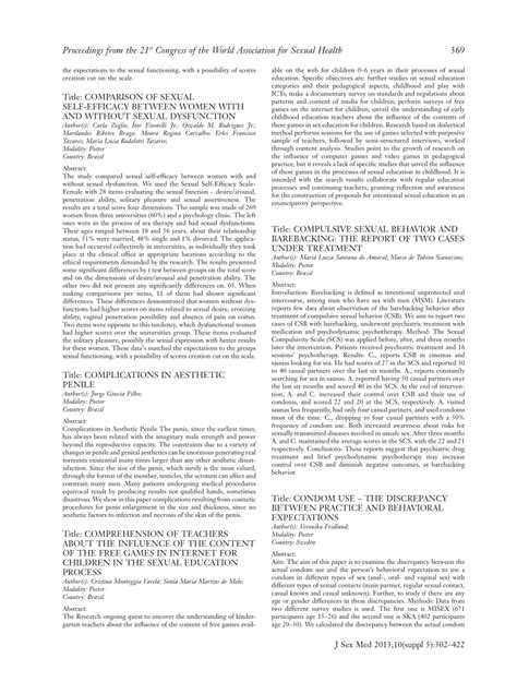 Pdf Comparison Of Sexual Self Efficacy Between Men With And Without