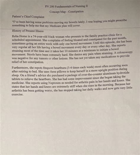 [solved] Constipation Pn 200 Fundamentals Of Nursing Ii Con