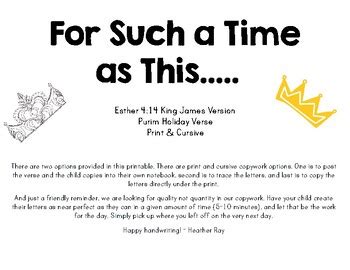 For Such A Time As This By Wholehearted Homemaking Tpt