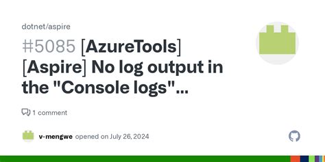 [azuretools][aspire] no log output in the console logs window when