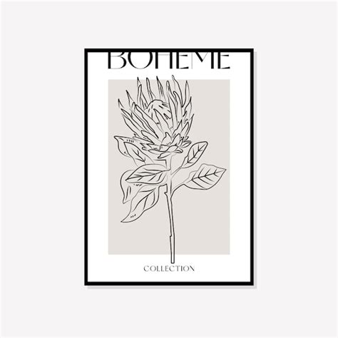 보헤미안 최소한의 그림 벡터 벽 예술 Boho 포스터 디자인 프리미엄 벡터