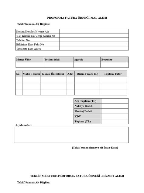 Proforma Fatura Ornegi Pdf
