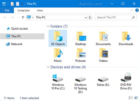 [tip] remove “3d objects” from windows 10 explorer “this pc” askvg