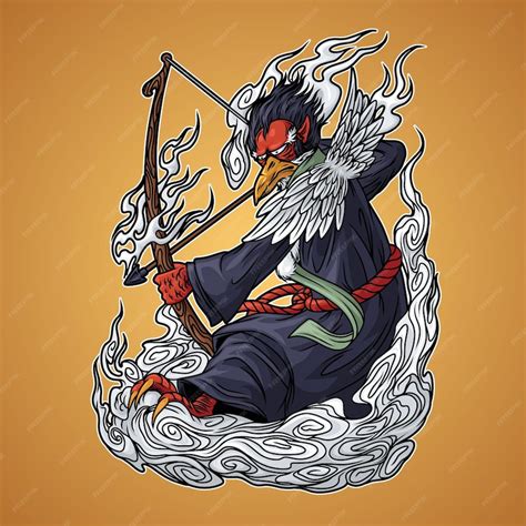 Ilustração Da Mitologia Japonesa Tengu Vetor Premium