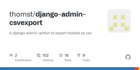 Github Thomstdjango Admin Csvexport A Django Admin Action To Export