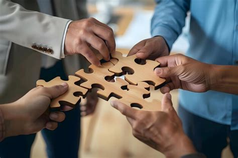 Teamwork And Collaboration Hands Joining Puzzle Pieces For Successful Business Partnershi Unity