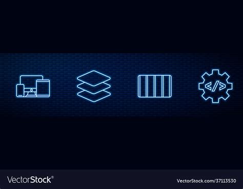 Set Line Color Palette Guide Monitor Mobile Vector Image