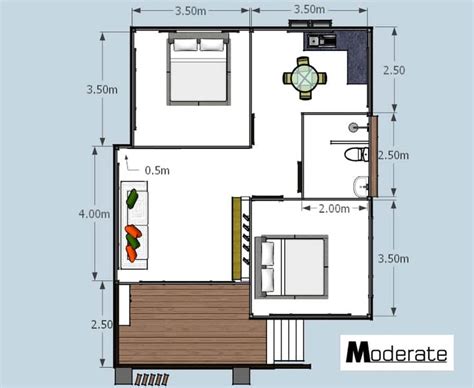 แบบบ้านโมเดิร์นชั้นเดียวงบไม่เกินล้าน 2 ห้องนอน พื้นที่ใช้สอยประมาณ 65 ตารางเมตร