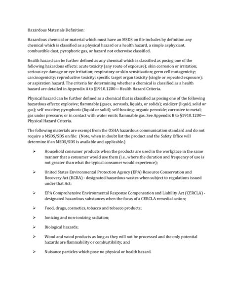 Hazardous Materials Definition