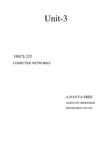 Cn Unit 3 Topics Include Application Layer Protocols Internet
