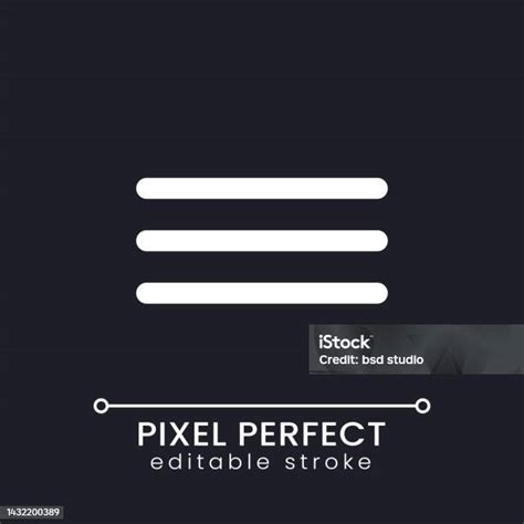 Hamburger Menu Button Pixel Perfect White Linear Ui Icon For Dark Theme Stock Illustration