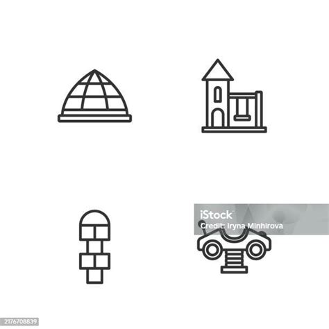 세트 라인 스윙 자동차 Hopscotch 놀이터 등반 장비 및 어린이 아이콘 벡터 0명에 대한 스톡 벡터 아트 및 기타 이미지 0명 거리 검은색 Istock