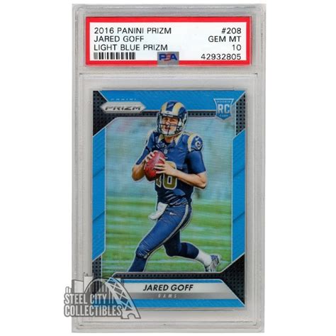 Jared Goff 2016 Panini Prizm Light Blue Rookie Card 208 024199 Psa 10