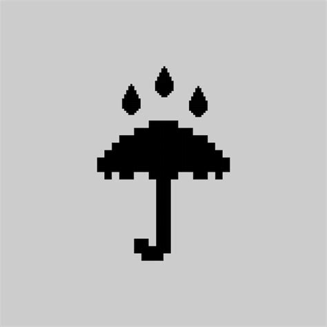 Premium Vector Pixel Art Style 18 Bit Style Silhouette Umbrella With