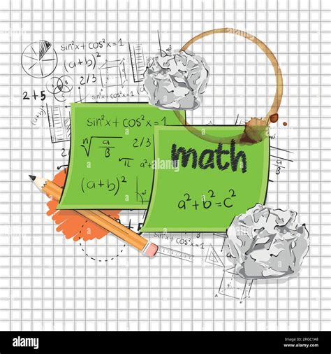 Pair Of Sticker Notes With Mathematical Formulas Math Class Concept Vector Stock Vector Image