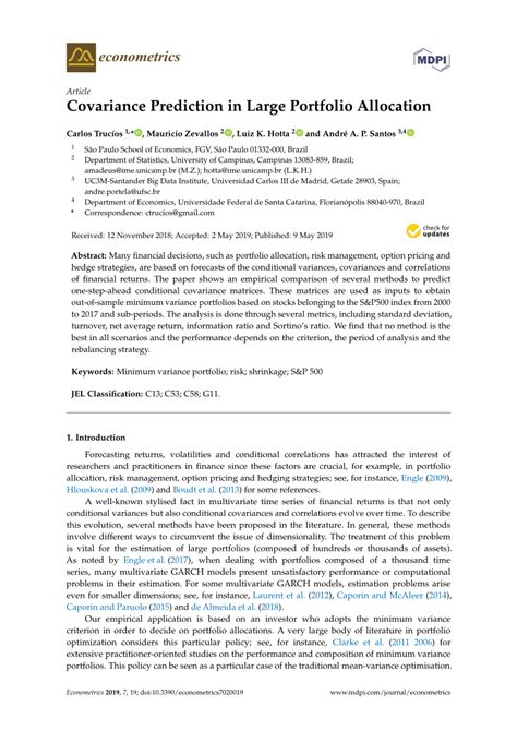 Pdf Covariance Prediction In Large Portfolio Allocation