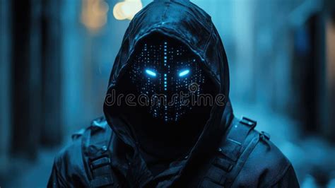 Mysterious Robot Hacker Captivating Cyberpunk Portrait With Futuristic