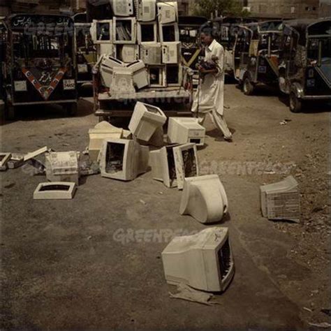 Computer Monitors Ready To Be Dismantled Devastating Human Impact Of Toxic Technology Waste