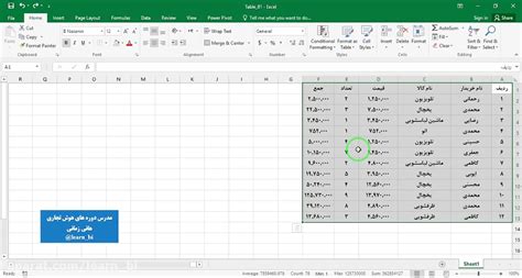 ایجاد جدول در اکسل قسمت اول