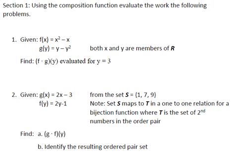 Solved Section 1 Using The Composition Function Evaluate Chegg Com