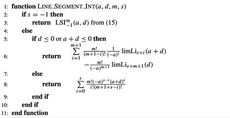 Pseudo Code For Integration On The Line Segment 0 1 With A 0 And Download Scientific Diagram