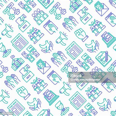 선거와 투표 원활한 패턴 선 아이콘 유권자 투표 용지 상자 취임식 부패 토론 대통령 정치 승리 선전 뇌물 동요 벡터 일러스트입니다 Presidential