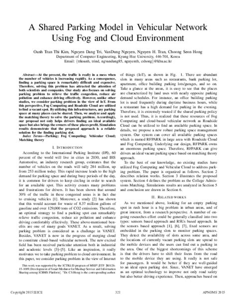 Pdf A Shared Parking Model In Vehicular Network Using Fog And Cloud Environment