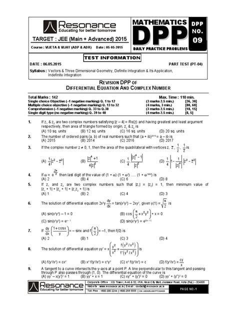 Maths Dpp Pdf Ellipse Geometry