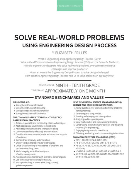 Solve Real World Problems Using Engineering Design Process Pdf