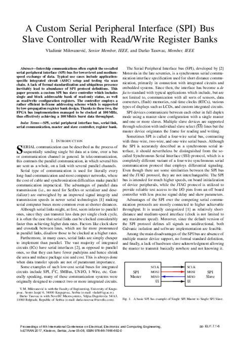 Pdf A Custom Serial Peripheral Interface Spi Bus Slave Controller With Readwrite Register Banks