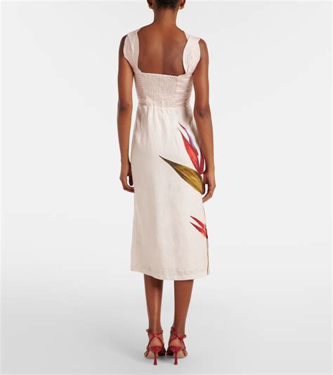 Floral Linen Midi Dress In White Farm Rio Mytheresa