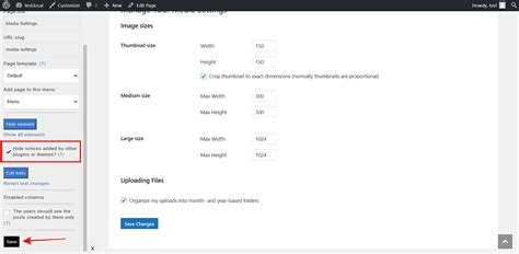 Wordpress Manage The Media Settings On The Frontend