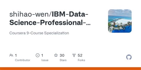 GitHub Shihao Wen IBM Data Science Professional Certificate Coursera Course Specialization