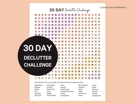 Day Declutter Challenge Home Declutter Planner Spring Clean Declutter Checklist Cleaning