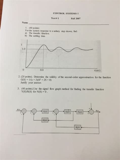 Solved CONTROL SYSTEMS Test 1 Fall 2008 Name 1 Consider Chegg Com