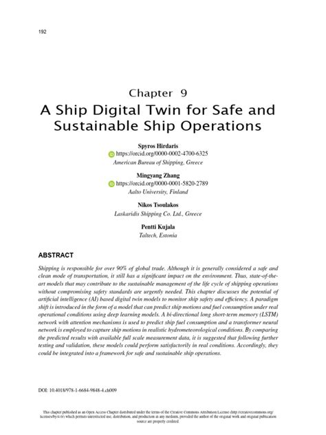 A Ship Digital Twin For Safe And Sustainable Ship Operations Pdf